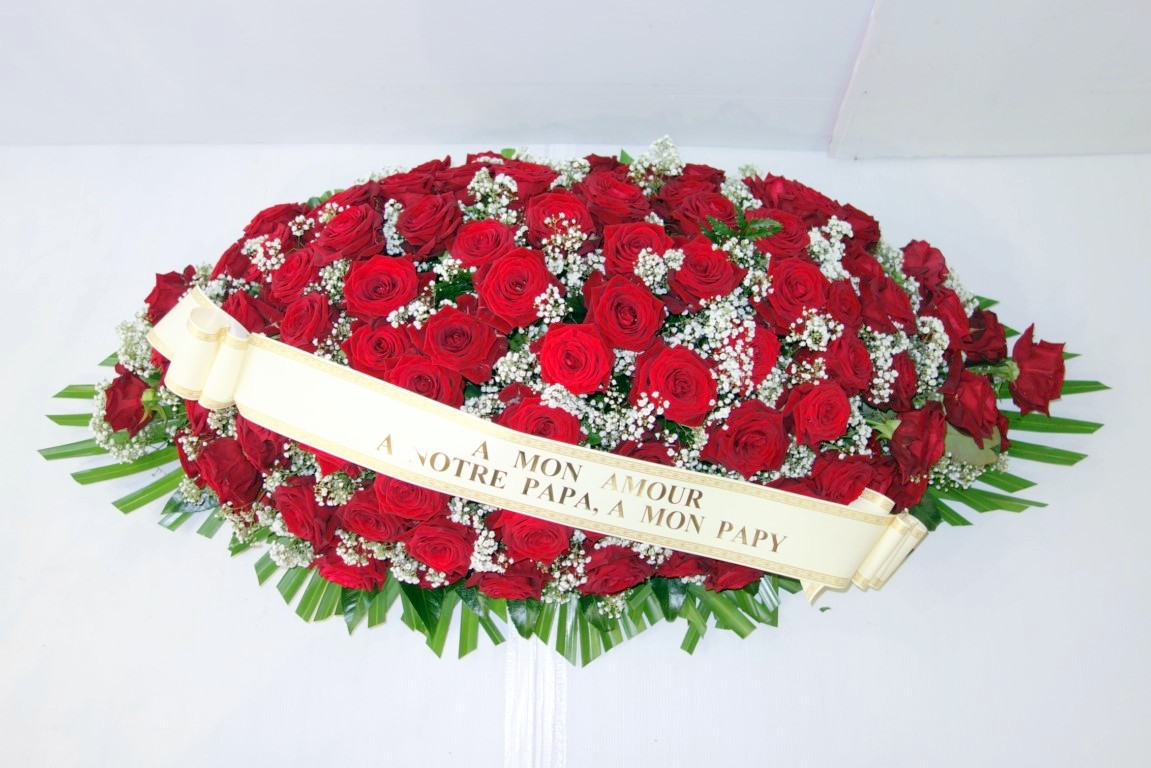 RAQUETTE DEUIL ROSES ROUGES - Livraison Toulouse - Calypso Fleurs